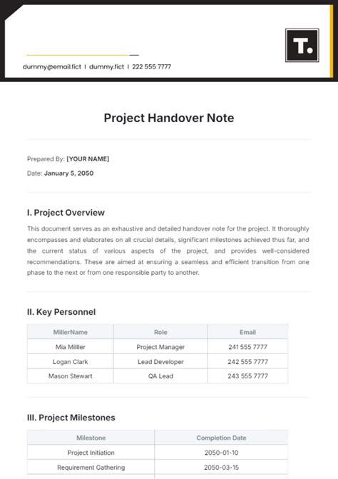 Free Material Handover Note Template To Edit Online