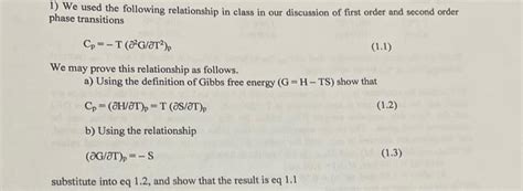 Solved We Used The Following Relationship In Class In Our Chegg