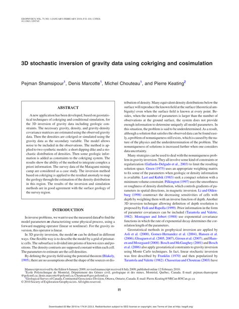 pdf 3d stochastic inversion of gravity data using cokriging and
