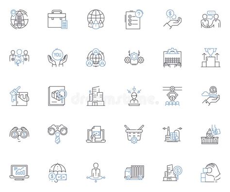 Business Structure Line Icons Collection Hierarchy Departmentalization Centralization
