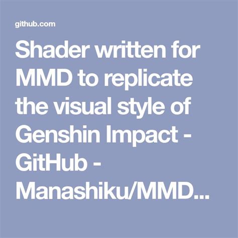 Shader For Mmd To Replicate Genshin Impact Visual Style