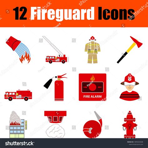 Fireguard Icon Set Flat Design Fully Stock Vector Royalty Free 1895043508 Shutterstock