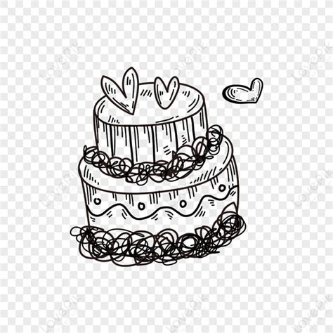 손으로 그린 검은 선 그리기 생일 일러스트 컵 케 잌은 그림그어진혼례 Png 일러스트 무료 다운로드 Lovepik