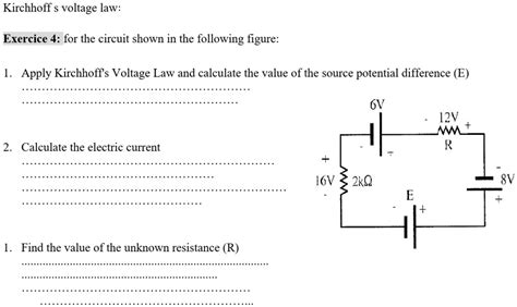 Kirchhoff S Voltage Law Exercice 4 For The Circuit Shown In The