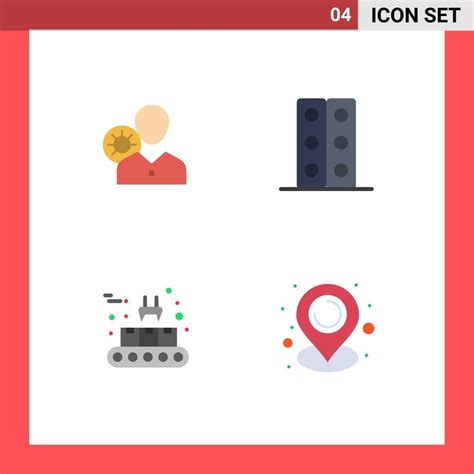User Interface Pack Of 4 Basic Flat Icons Of Work Science Human User Conveyor Editable Vector