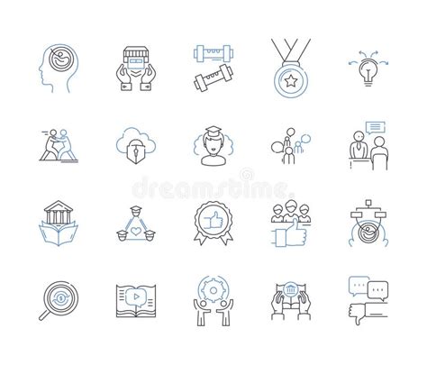 Unified Researching Line Icons Collection Collaboration Integration