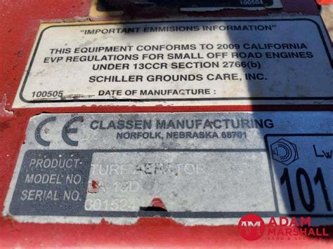 Classen Ta 19d Turf Aerator Adam Marshall Land And Auction Llc