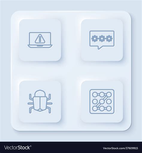 Set Line Laptop With Exclamation Mark Password Vector Image