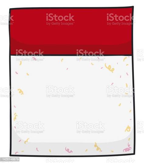 색종이와 스트리머의 낙서로 장식 된 느슨한 잎 달력 템플릿 벡터 일러스트 레이 션 0명에 대한 스톡 벡터 아트 및 기타 이미지