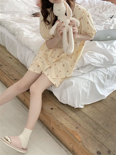 플라워 프릴 리본 잠옷 원피스 투피스 여름 반팔 우정 트윈 파자마 파티