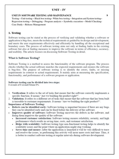 Se Unit Iv Download Free Pdf Software Testing Unit Testing