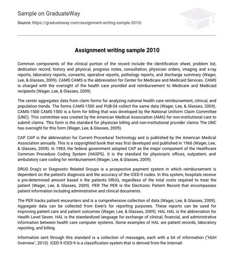 ⇉assignment Writing Sample 2010 Essay Example Graduateway