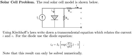 Solved Solar Cell Problem The Real Solar Cell Model Is