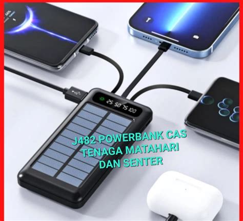 J Ori Powerbank Solar Power Bank Panel Surya Mah Input Usb Matahari Tenaga Sinar Senter