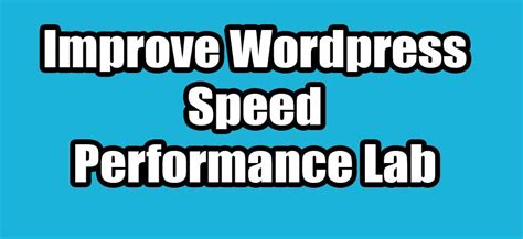 How to Improve WordPress Speed Using Performance Lab | CONNECTwww.com