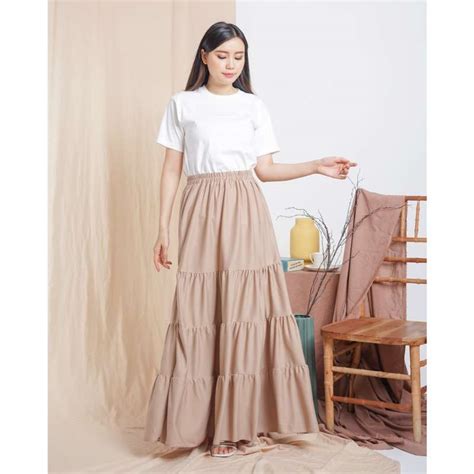 Jual Nabi Rok Susun Maxi Polos Bahan Hyget Premium Ready 14 Warna Di Seller Heysistaid