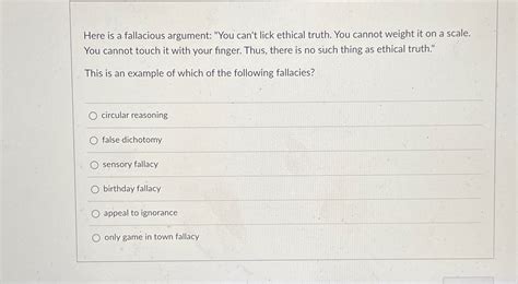 Solved Here Is A Fallacious Argument You Cant Lick