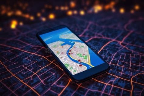 Location Mobile Navigation Travel Gps Direction Phone Position Map Point Generative Ai Stock