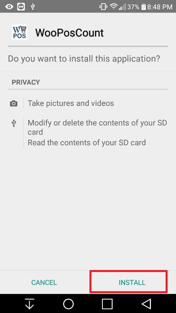 physical count android app installation woopos support