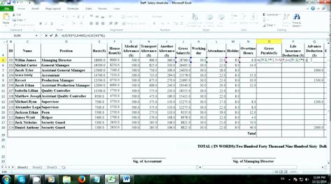 Excel Sheet Salary Calculation Formula 2024 Company Salaries