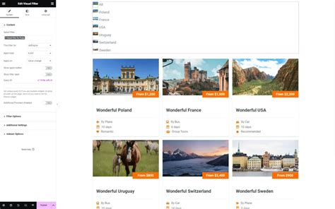 how to create visual filter with the posts data source