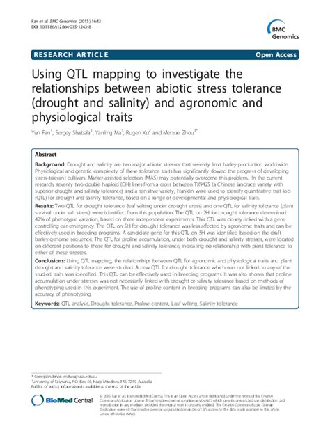 Pdf Using Qtl Mapping To Investigate The Relationships Between