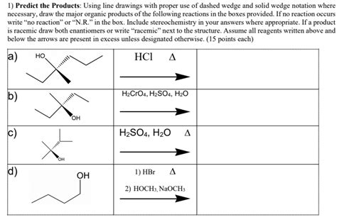 solved 1 predict the products using line drawings with