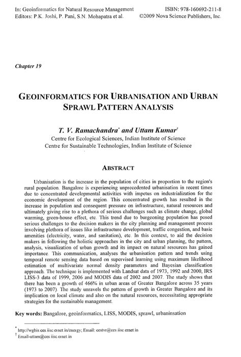 pdf geoinformatics for urbanisation and urban sprawl pattern analysis