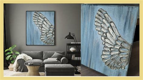 Modern Abstract Angel Gold Wing Acrylic Painting On Canvas آموزش نقاشی