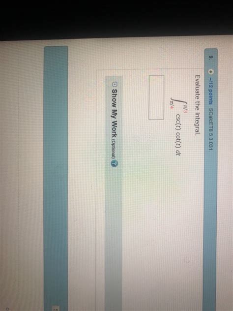 solved 9 12 points scalcet8 5 3 031 evaluate the integral