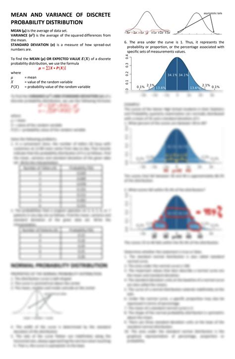 SOLUTION Mean And Variance Of Discrete Probability Distribution And Normal Probability