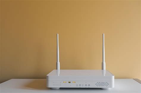 Contemporary Router On Table By Beige Wall Premium AI Generated Image