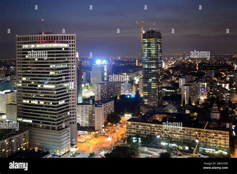 Warsaw By Night Stock Photo Alamy