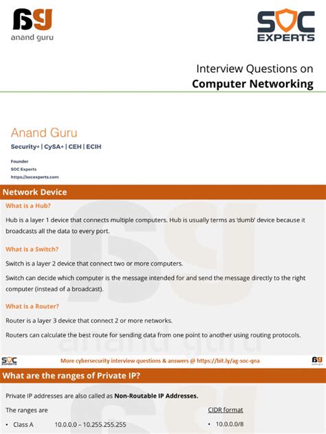 1socexperts Anandguru Interviewquestionsoncomputernetworking Pdf