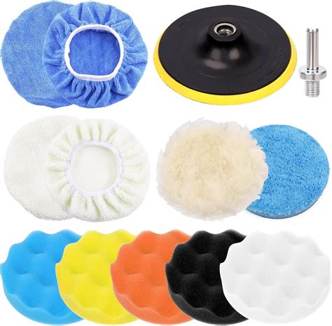 Swpeet 13pcs 5 Inch Buffing Pads Set Car Polishing Pad Kit Foam Polish Pads Wax Buffer