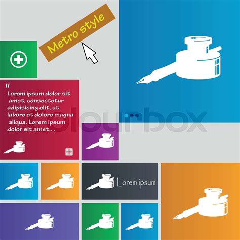 Pen And Ink Icon Sign Buttons Modern Interface Website Buttons With