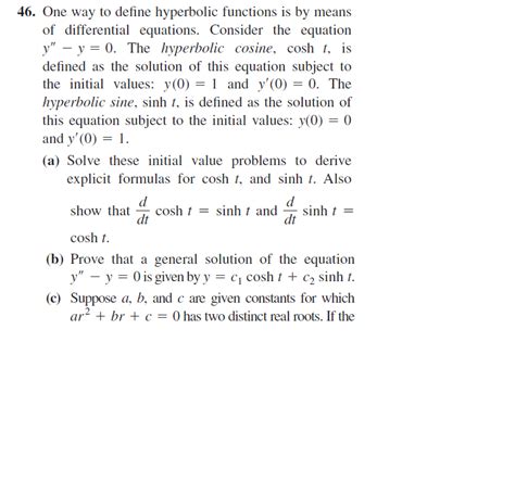 solved one way to define hyperbolic functions is by means of