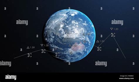 Image Of Charts Processing Data Over Globe On Black Background Stock