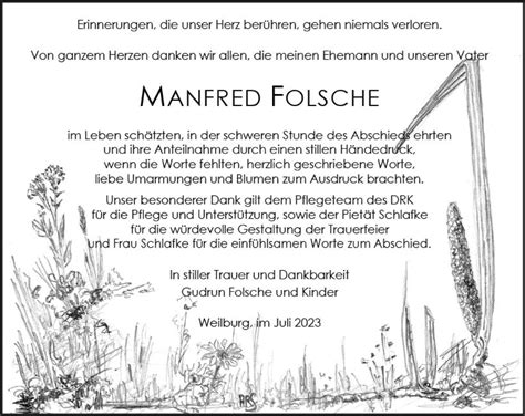 Traueranzeigen Von Manfred Folsche Vrm Trauer De