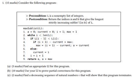solved 1 15 marks consider the following program