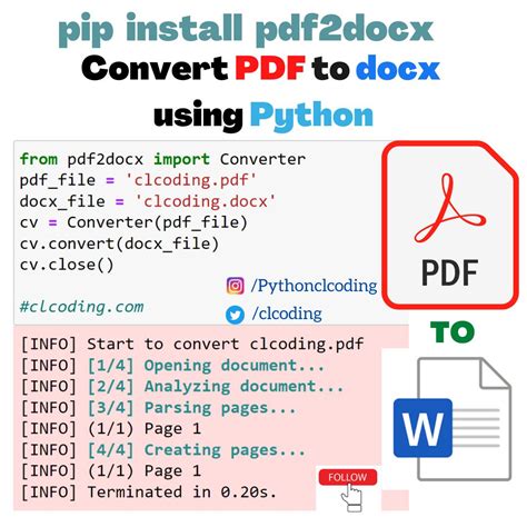 Python Coding On Linkedin Convert Pdf To Docx Using Python Applied