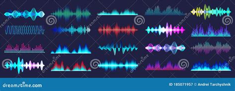 Colored Sound Waves Collection Analog And Digital Audio Signal Music Equalizer Interference