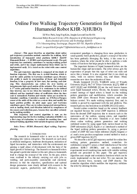Pdf Online Free Walking Trajectory Generation For Biped Humanoid