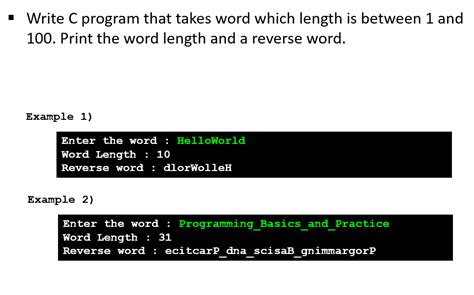 Solved Write C Program That Takes Word Which Length Is