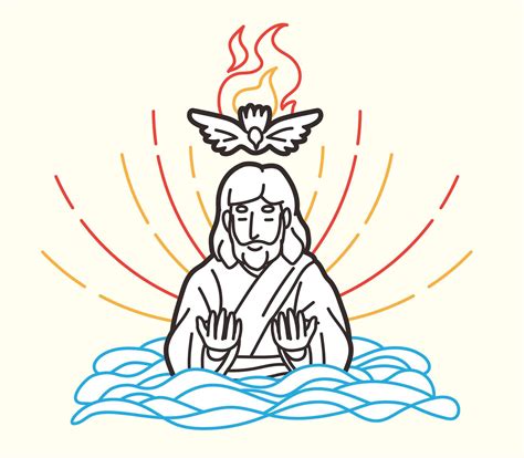 Jesus Was Baptized In Water And The Holy Spirit Descended Cartoon