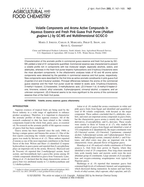 Pdf Volatile Components And Aroma Active Compounds In Aqueous Essence