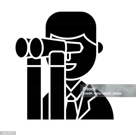사업가 사용 쌍안경 벡터 일러스트 솔리드 스타일 아이콘 남자에 대한 스톡 벡터 아트 및 기타 이미지 남자 남자 사업가 벡터 Istock
