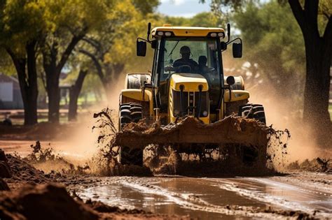 Industrial Motor Grader Equipment In Operation Premium Ai Generated Image Industrial Motor Grader Equipment In Operation Premium Ai Generated Image