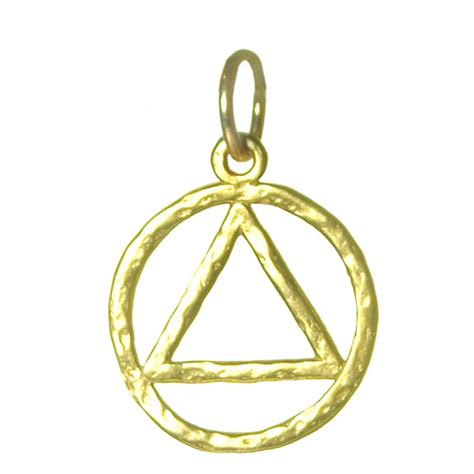 14k Gold Pendant Alcoholics Anonymous Aa Hammered Style Symbol Small