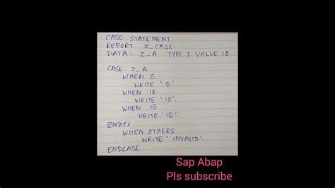 Case Statement Sap Abap Abap Class Tamil Saptechnical Sap Masteringsap Sapclasses Youtube
